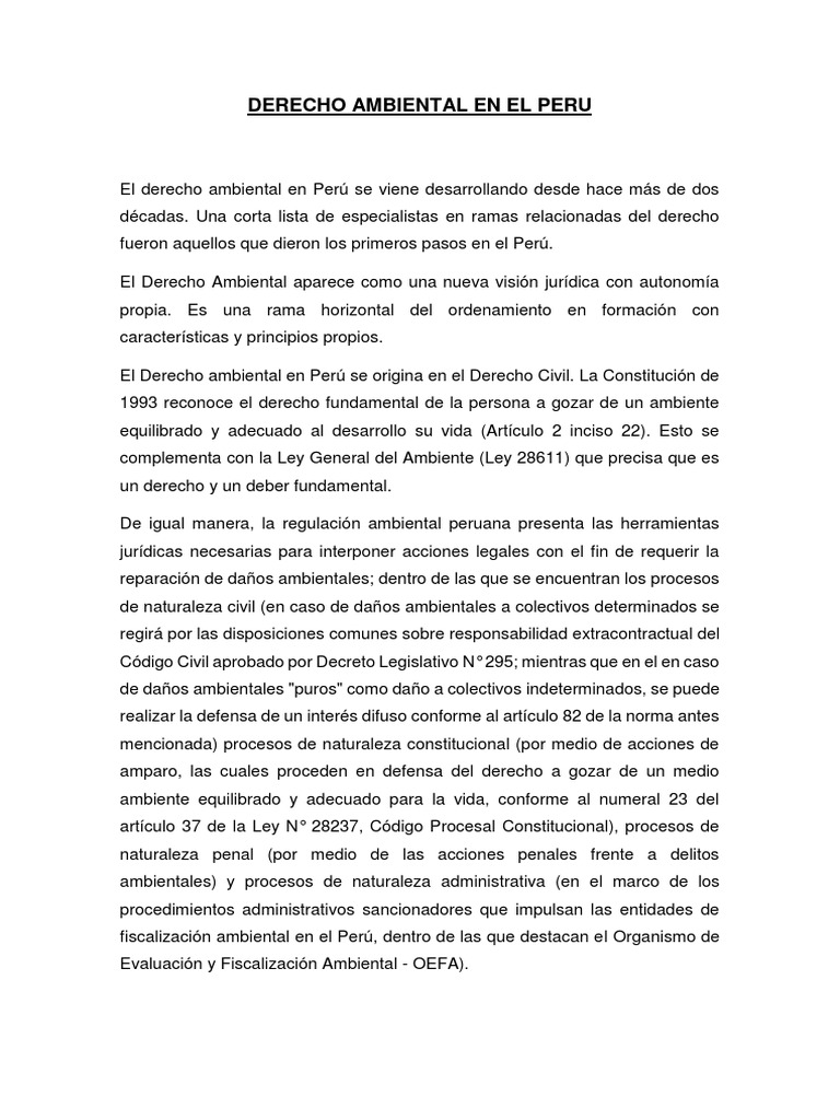 El desarrollo del derecho ambiental en el Perú: de sus inicios a su ...