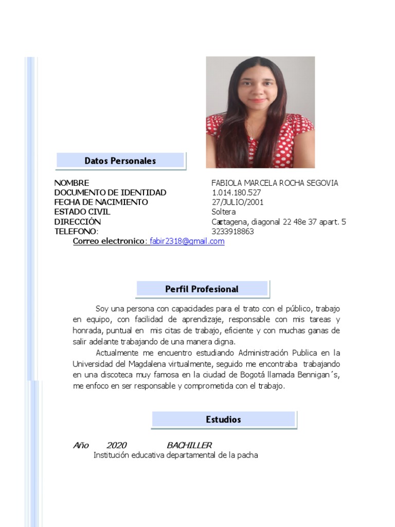 Hoja de Vida Fabiola Rocha | PDF