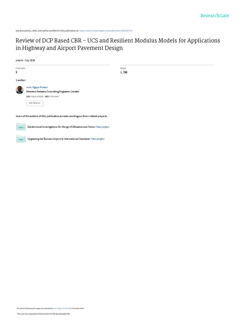 Review of DCP Based CBR - UCS and Resilient Modulus Models For Applications in Highway and ...