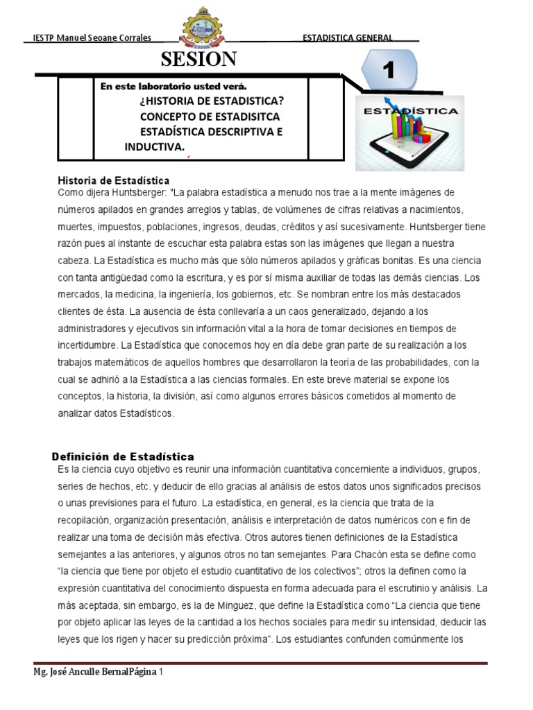 Sesion 01-Concepto | Descargar gratis PDF | Estadísticas | Muestreo (Estadísticas)