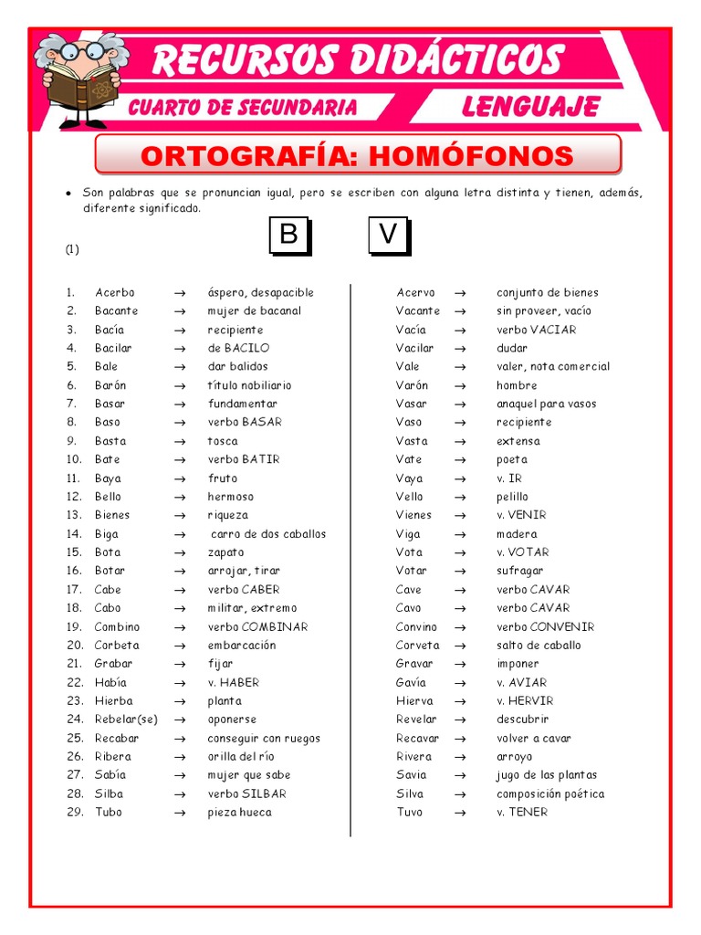 Ejercicios de Ortografía para 4to Grado | PDF