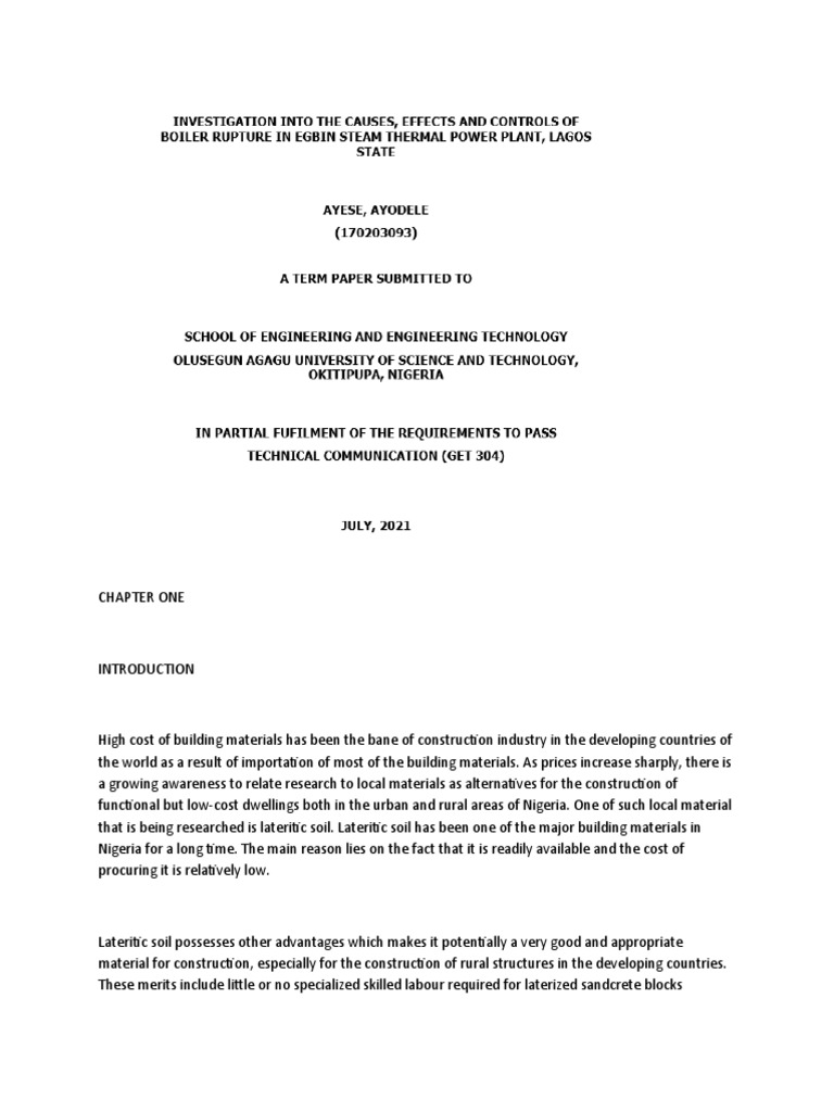 Comparison of The Strength of Block Made From Cement and Lateritic Soil ...