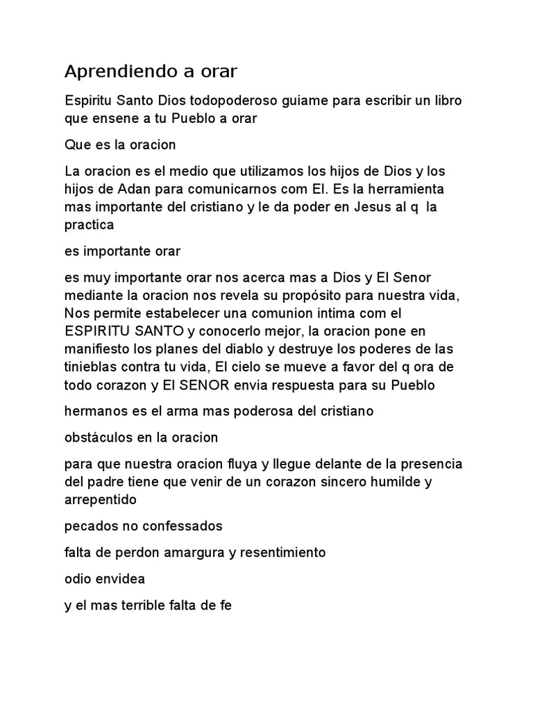 Aprendiendo A Orar | PDF | Oración | Fe