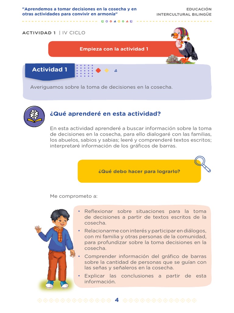 Exp1 Eib Andino Primaria 3y4 Exploramos Actividad1 | PDF