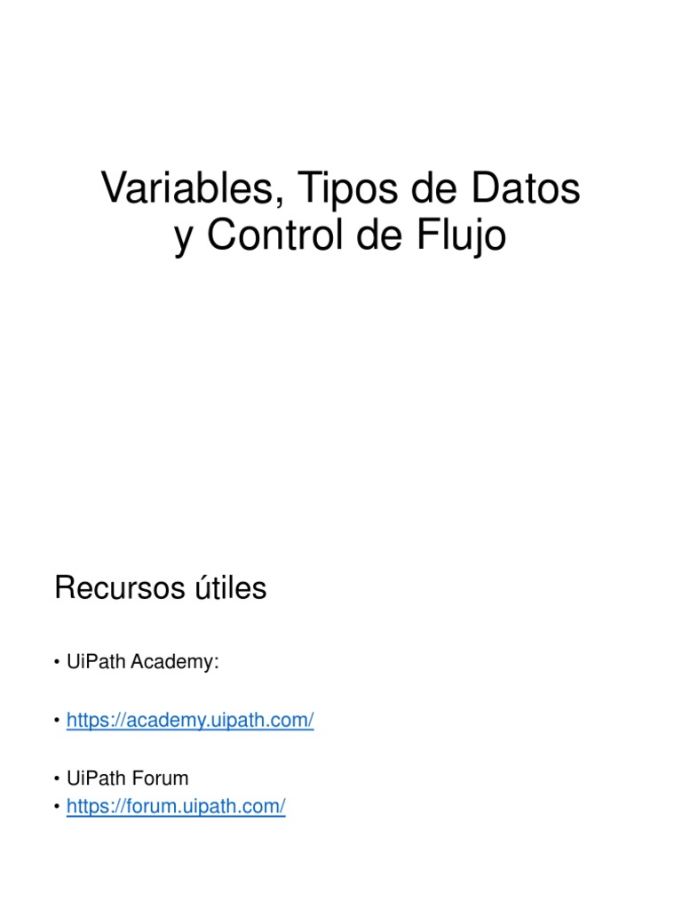 Variables Tipos de Datos y Control de Flujo | PDF | Variable (informática) | Estructura de datos ...