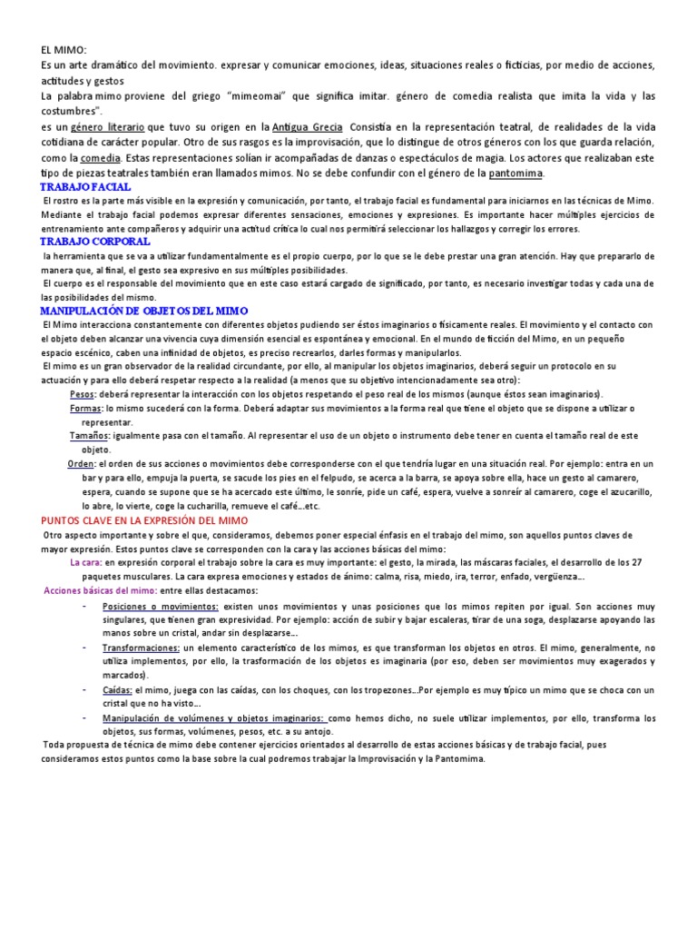 El Mimo | PDF | Teatro | Las emociones