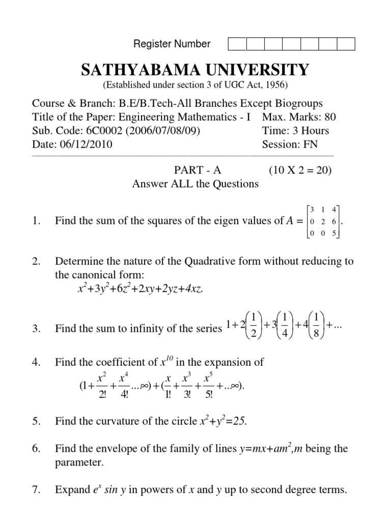 (WWW - Entrance-Exam - Net) - Sathyabhama University B.EB. Tech - 1st ...