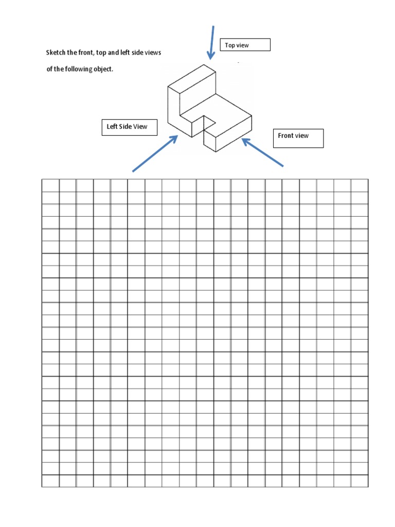 Multi-view Sketch of an Unknown 3D Object with Instructions to Draw ...