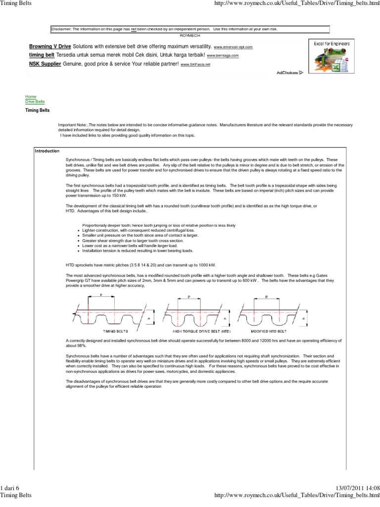 Timing Belts | PDF | Belt (Mechanical) | Torque