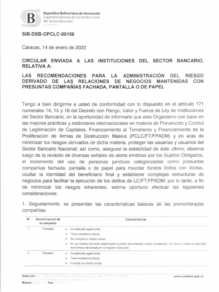 Circular Sib-Dsb-Opclc-00156 | PDF | Negocios