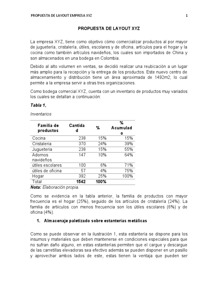 Propuesta de Layout para Almacenamiento XYZ | PDF | Máquina elevadora