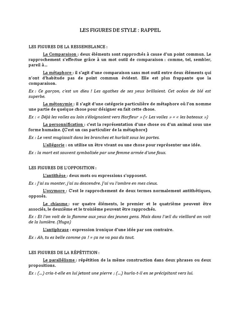 Figures de style : Guide pour 2nde | PDF | Métaphore | Philologie