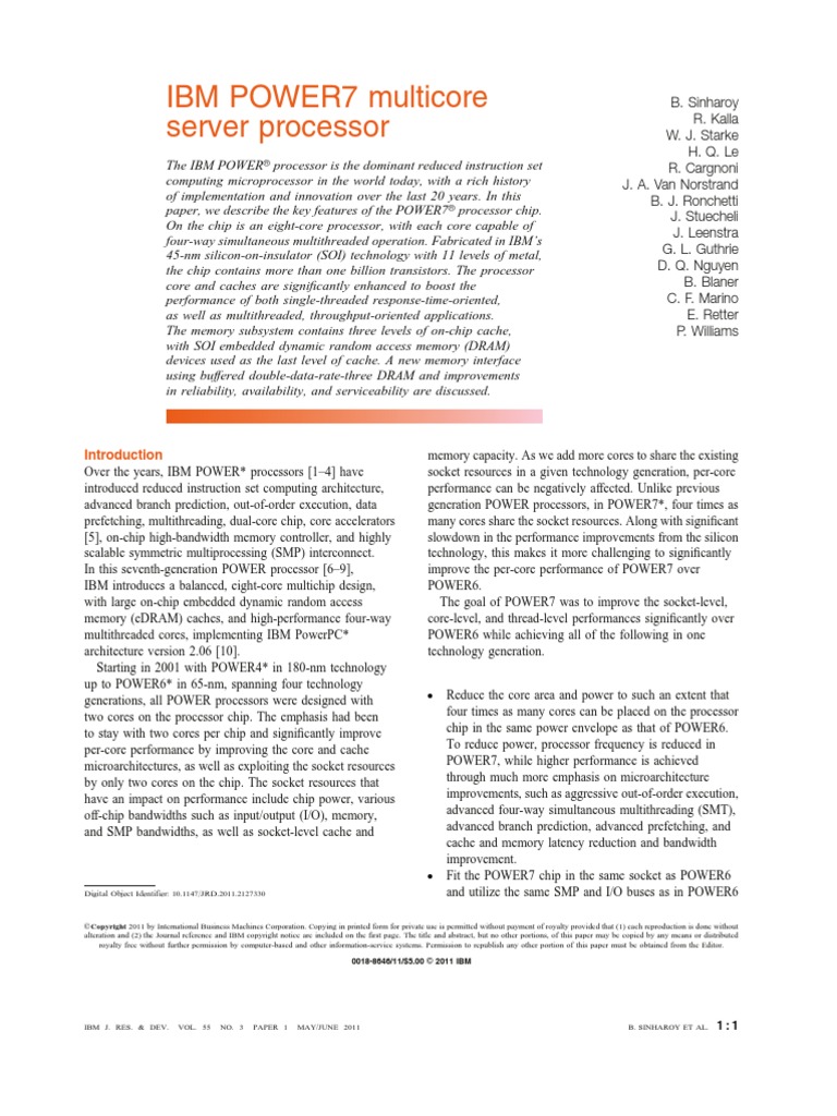 IBM POWER7 Multicore Server Processor | PDF | Cpu Cache | Multi Core Processor