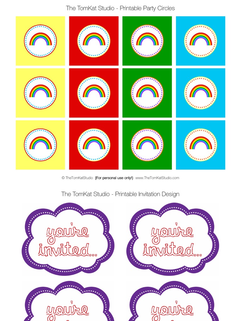 Raindrop Party Circles and Invitation Front - Tomkat Studio | PDF