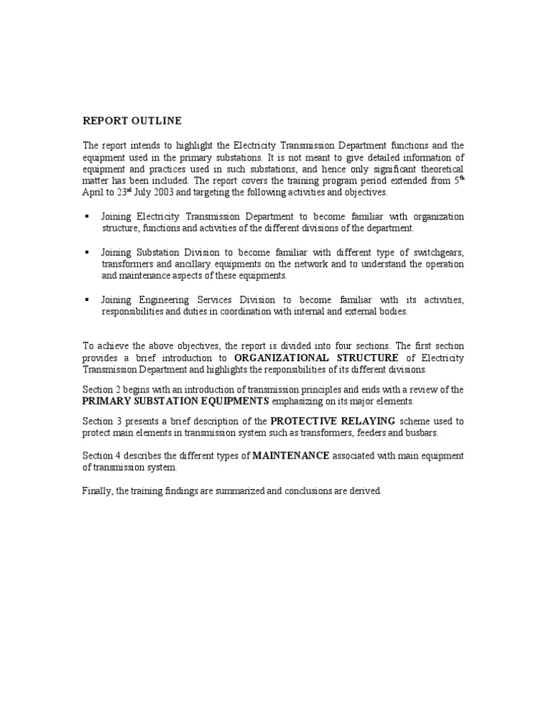 Phase 1 Report | Electrical Substation | Transformer