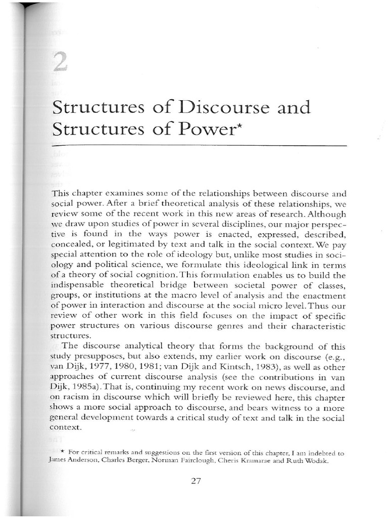 Van Dijk - Structures of Discourse and Power | PDF