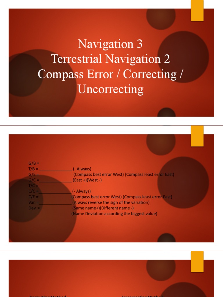 Compass Error, Correcting, Uncorrecting | PDF | Teaching Methods ...