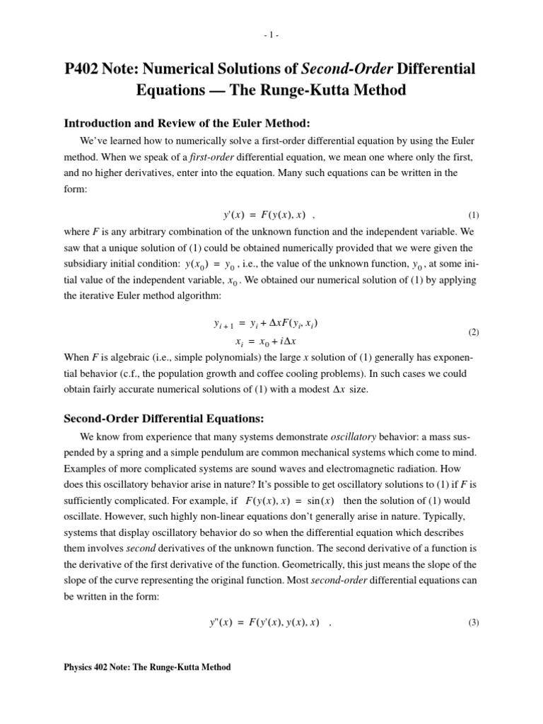 rk method | Numerical Analysis | Differential Equations