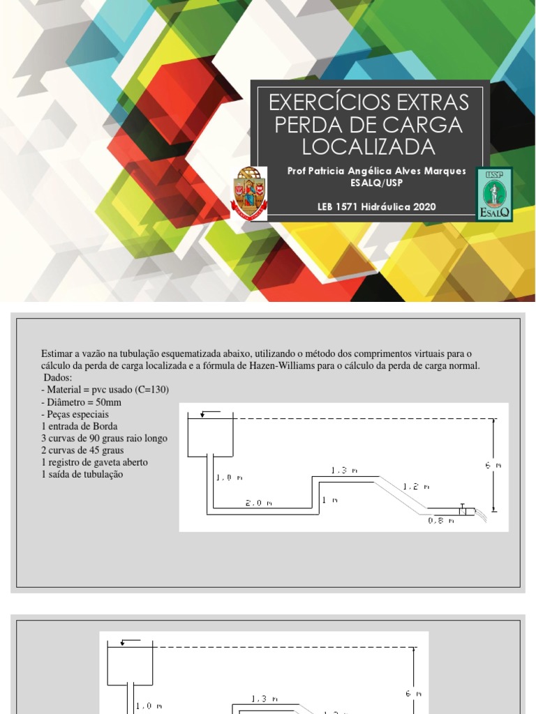 Exercicios Extras Perda de Carga Localizada | PDF