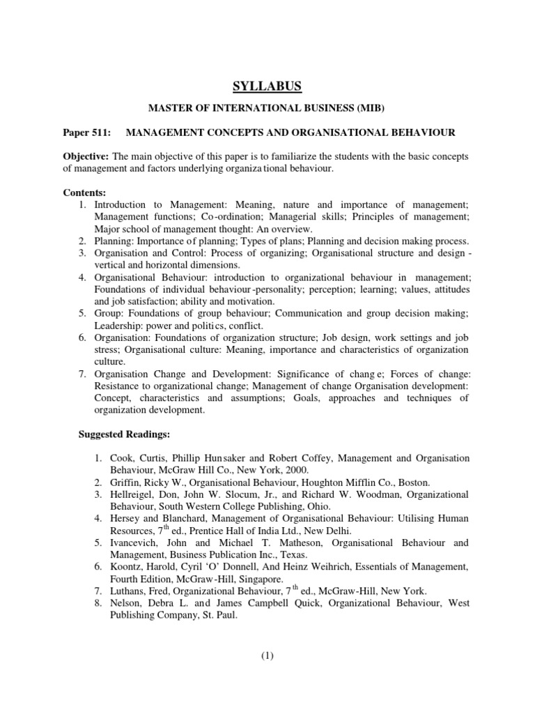 MIB Syllabus | PDF