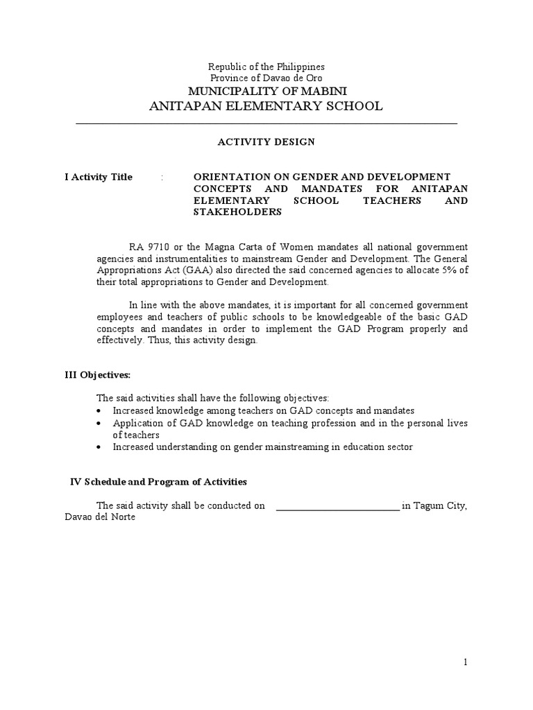 GAD-Orientation-for-Teachers-and-Stakeholders | PDF | Gender And ...