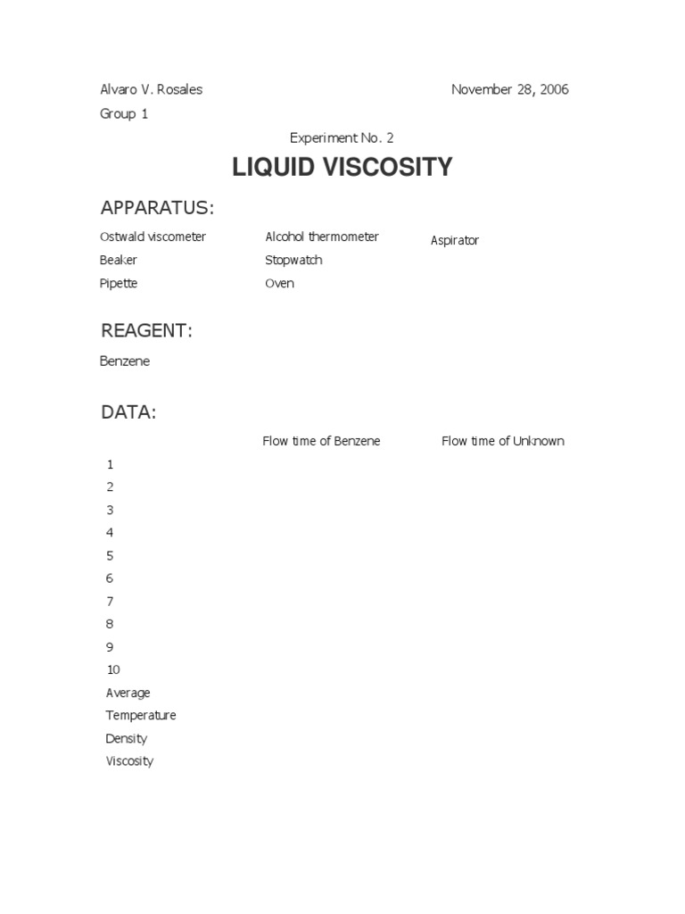 Lab Report 2 Viscosity | PDF