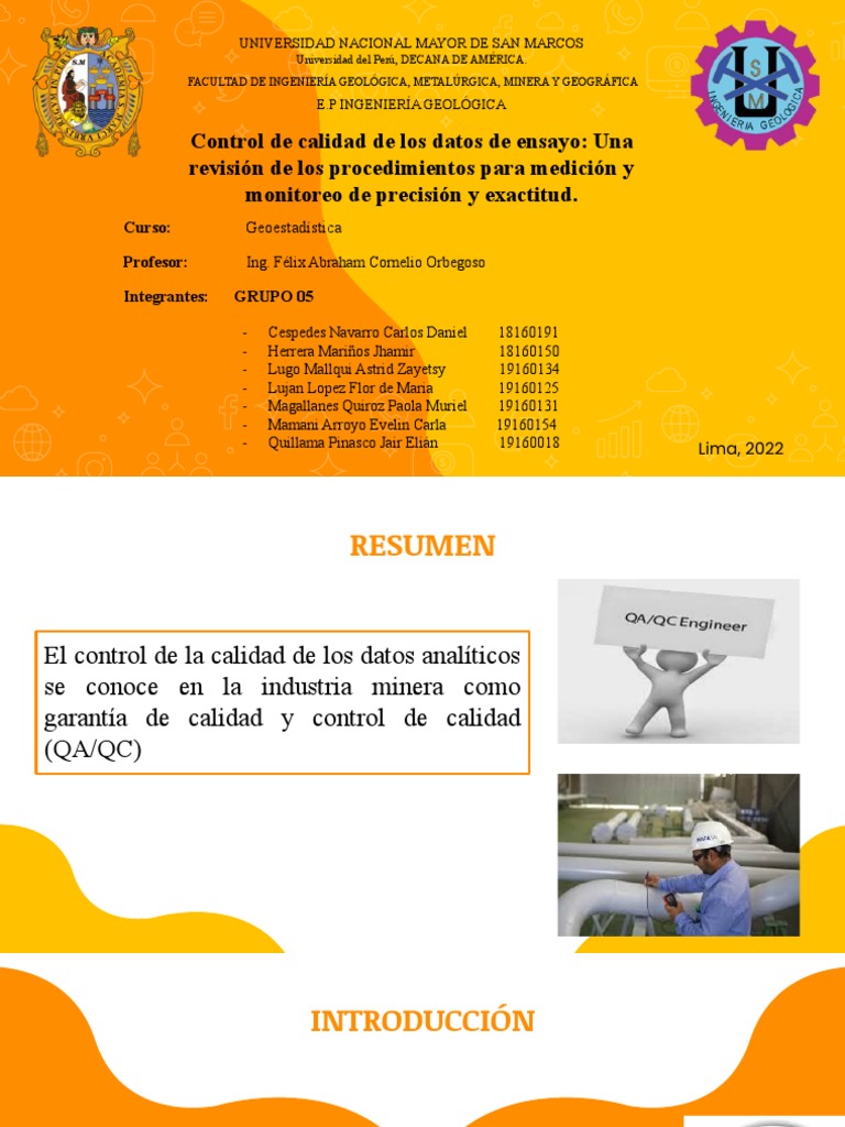 Control de calidad datos ensayo: Revisión procedimientos medición ...