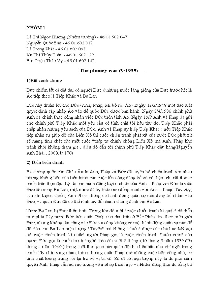 NhÃ M 1 - The Phoney War | PDF