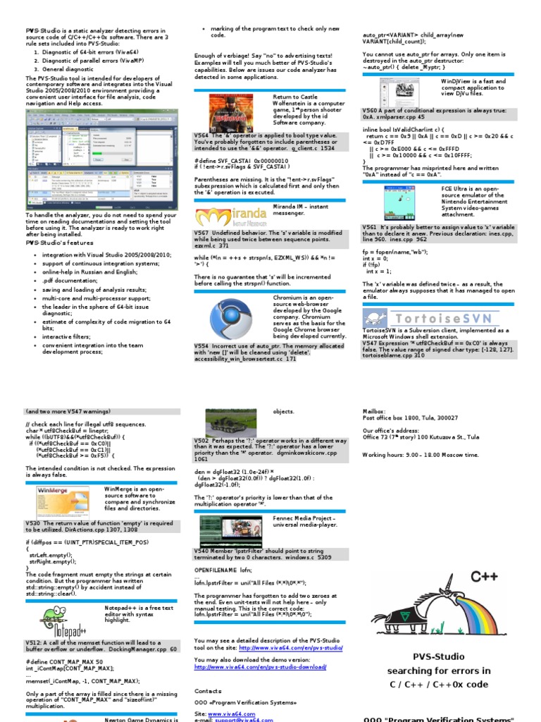 PVS-Studio Is A Static Analyzer Detecting Errors in | PDF | C (Programming Language) | String ...