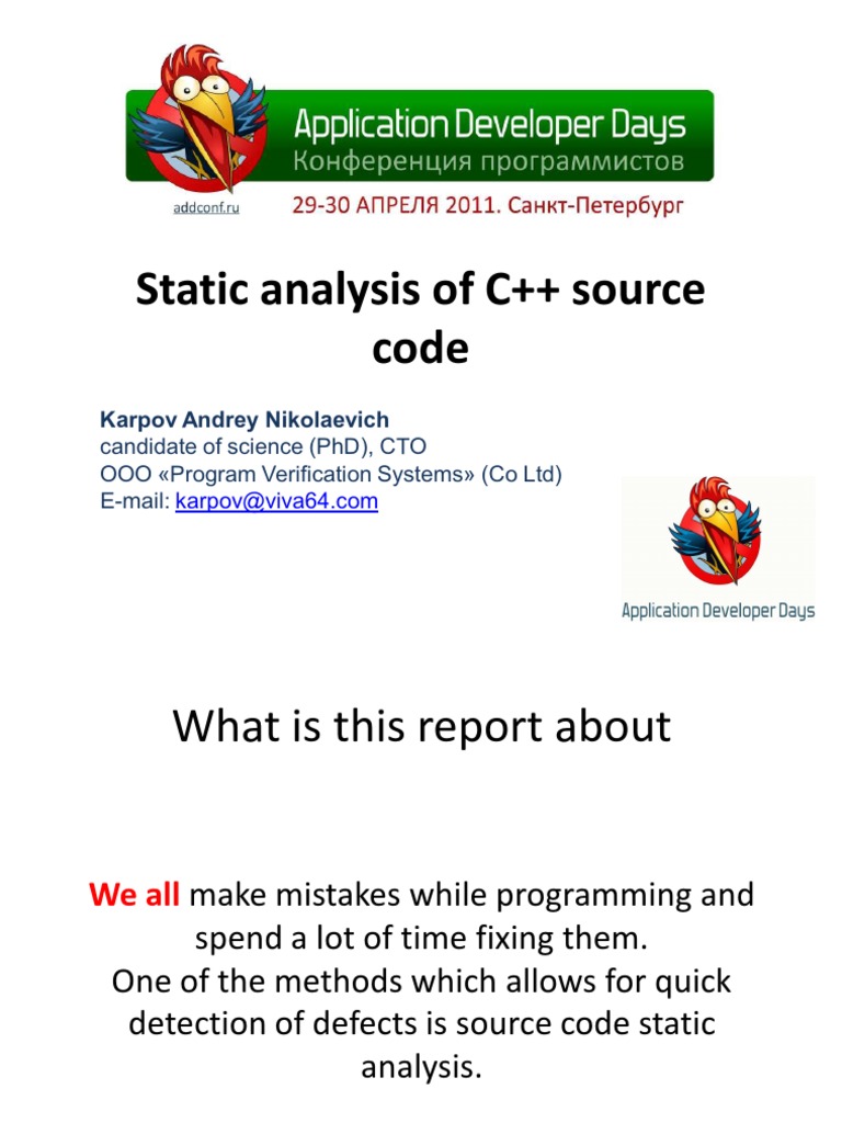 Static Analysis of C++ Source Code | PDF | C (Programming Language) | Software Bug