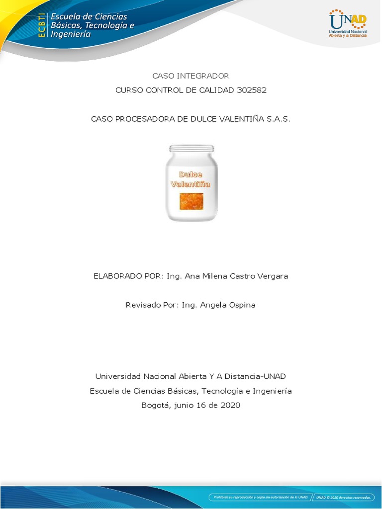 Anexo 1 - Control de Calidad - Caso Integrador Empresa Dulce Valentiña S.A.S. | PDF | Calidad ...