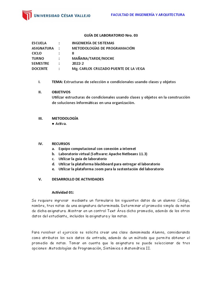 Lab03 Condicional Simp | PDF | Ingeniería | Desarrollo de software