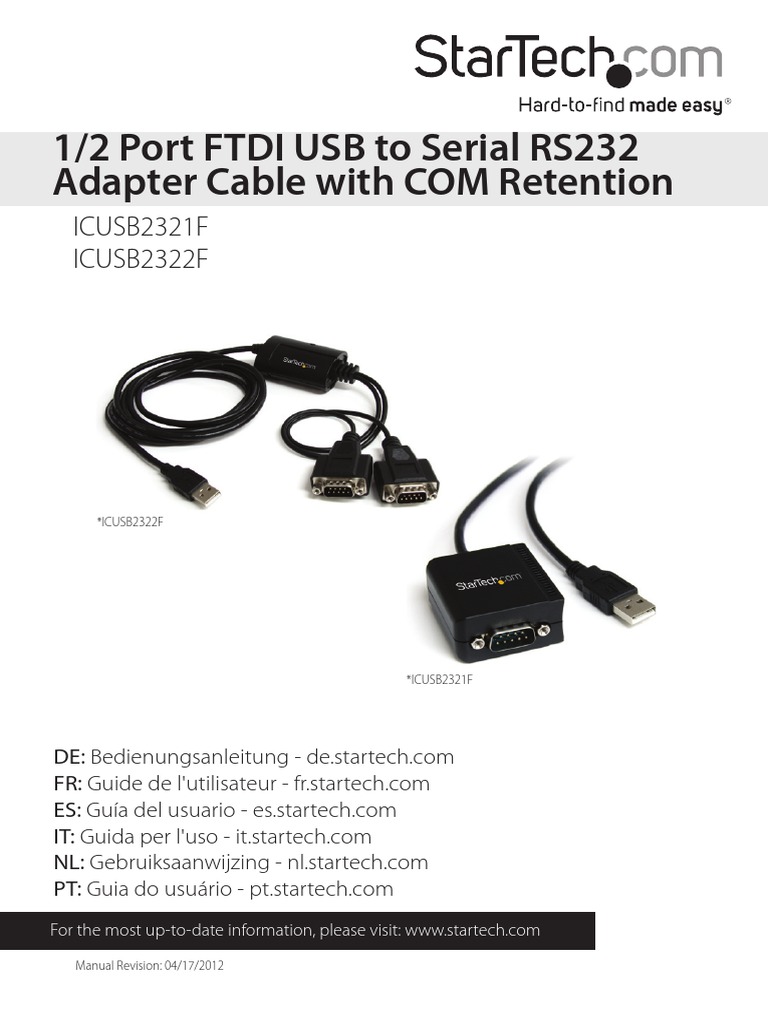 Startech Serial Cable Icusb232xf | PDF | Microsoft Windows | Usb