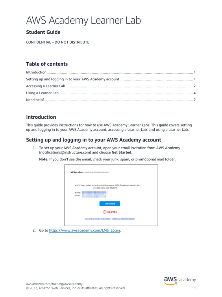 AWS Academy Learner Lab - Student Guide v0.2 | PDF | Internet | Information Technology