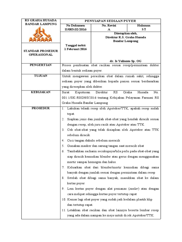 Spo Penyiapan Sediaan Puyer + | PDF