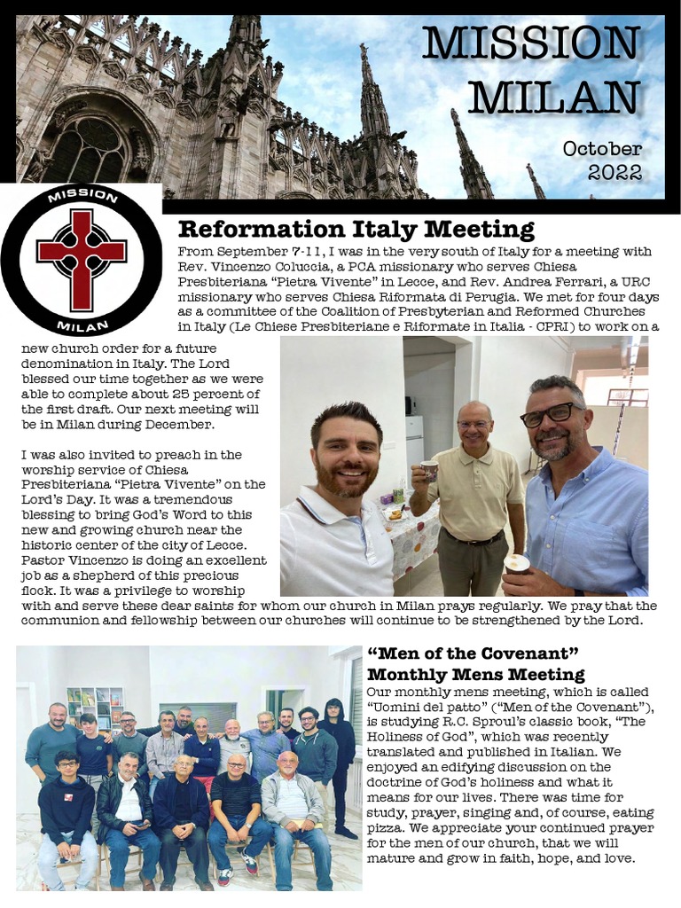 Milan Mission Newsletter - October 2022 | PDF | Calvinism | Presbyterianism