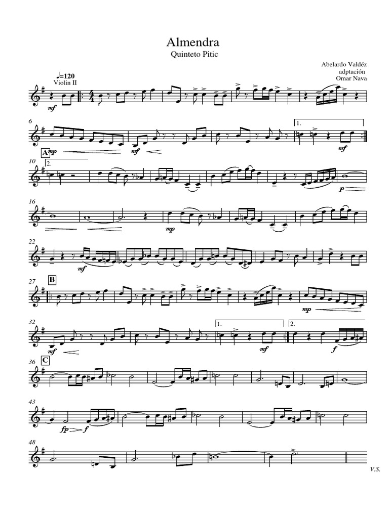Almendra - QUINTETO PITIC Violin II | PDF | Échecs