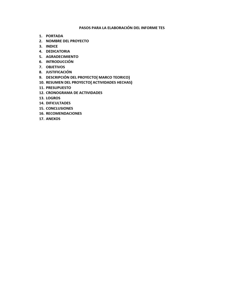 Pasos para La Elaboracion Del Informe Tes | PDF Pasos para La Elaboracion Del Informe Tes | PDF