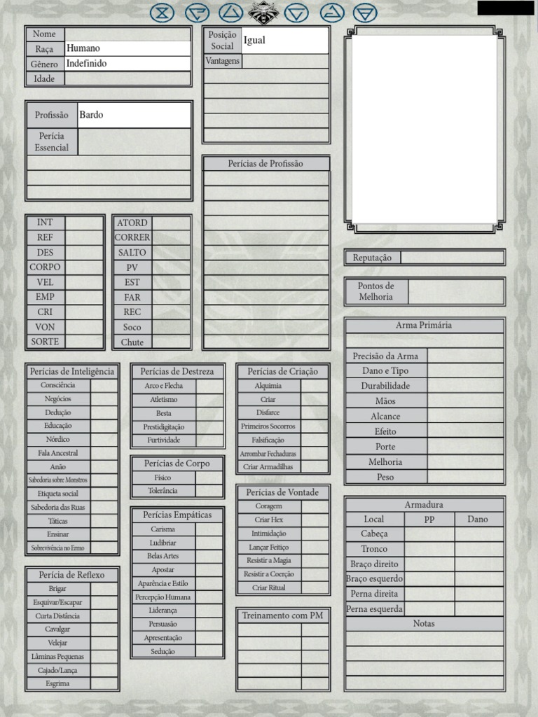 The Witcher RPG - Ficha de Personagem - Edicao Ar | PDF