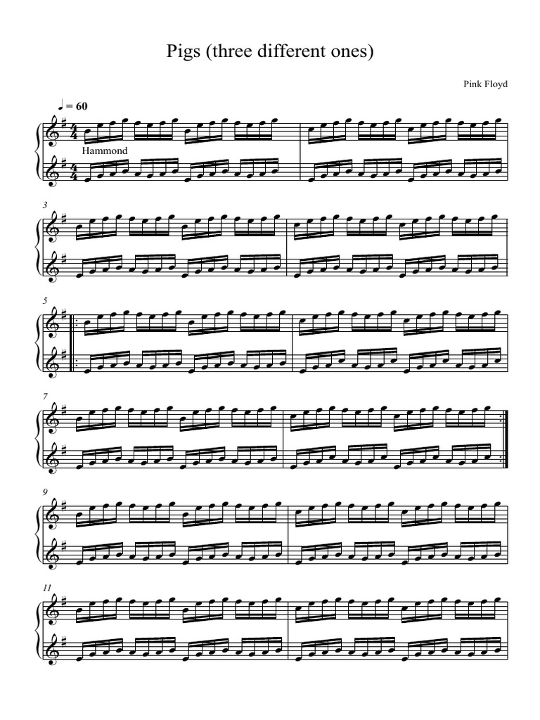 Pigs (Three Different Ones) - Partitura Completa | PDF