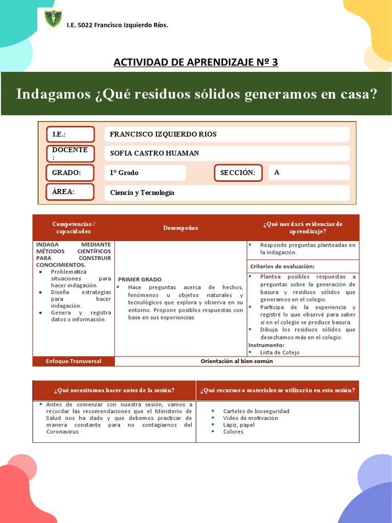 02-06-22-Exp3 - S1 - Cyt 1° - Actividad | PDF | Residuos