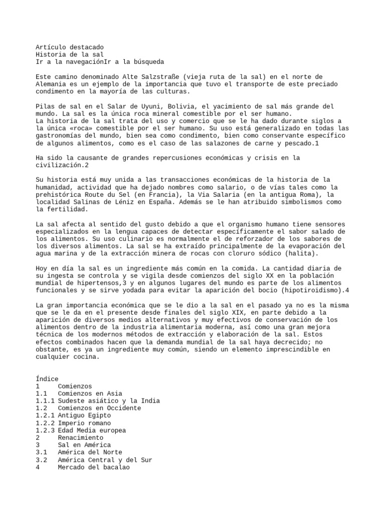 Hisotira de La Sal | PDF | sal