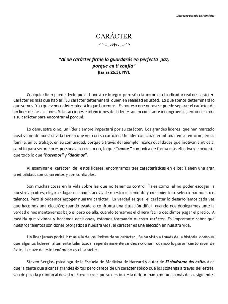 #3 Carácter | PDF | Liderazgo | Verdad