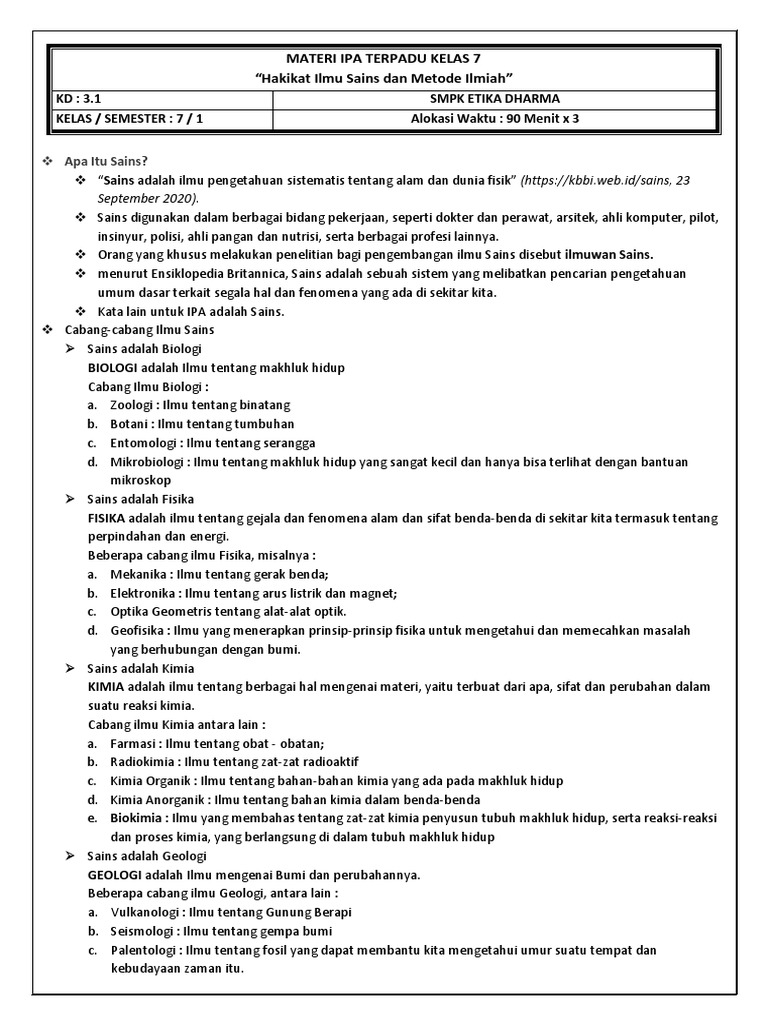 MODUL Hakikat Ilmu Sains Dan Metode Ilmiah | PDF