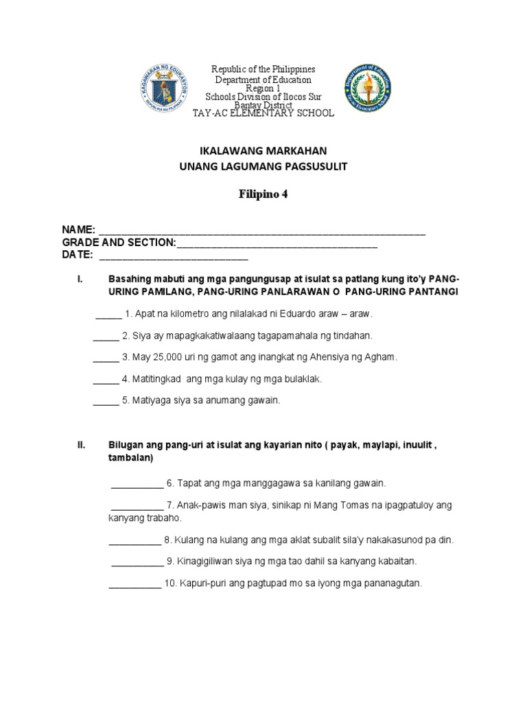 ST - Filipino 4 - Q2 | PDF