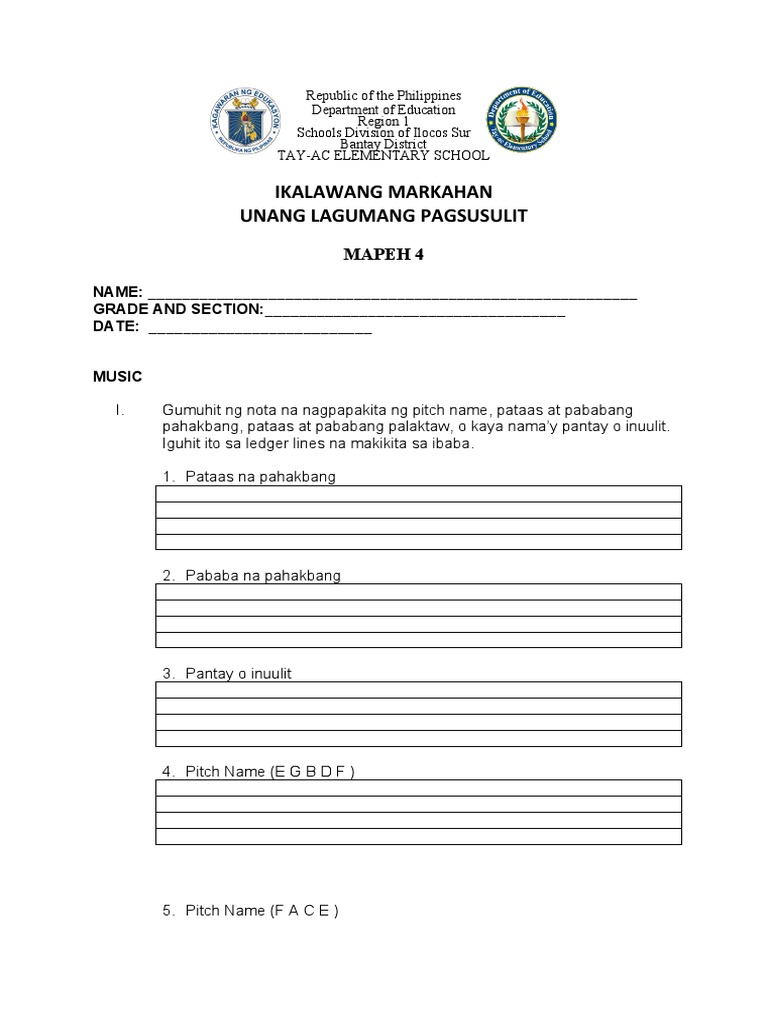 ST - Mapeh 4 - Q2 | PDF