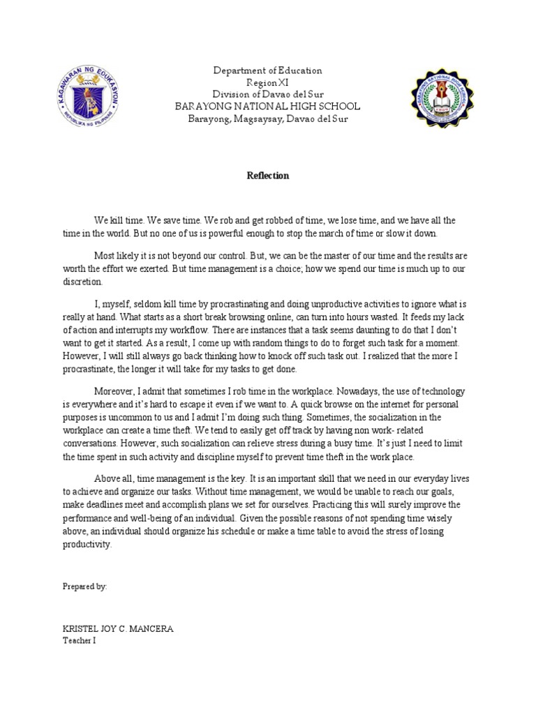 Reflection On WATCH | PDF | Time Management | Professional Skills