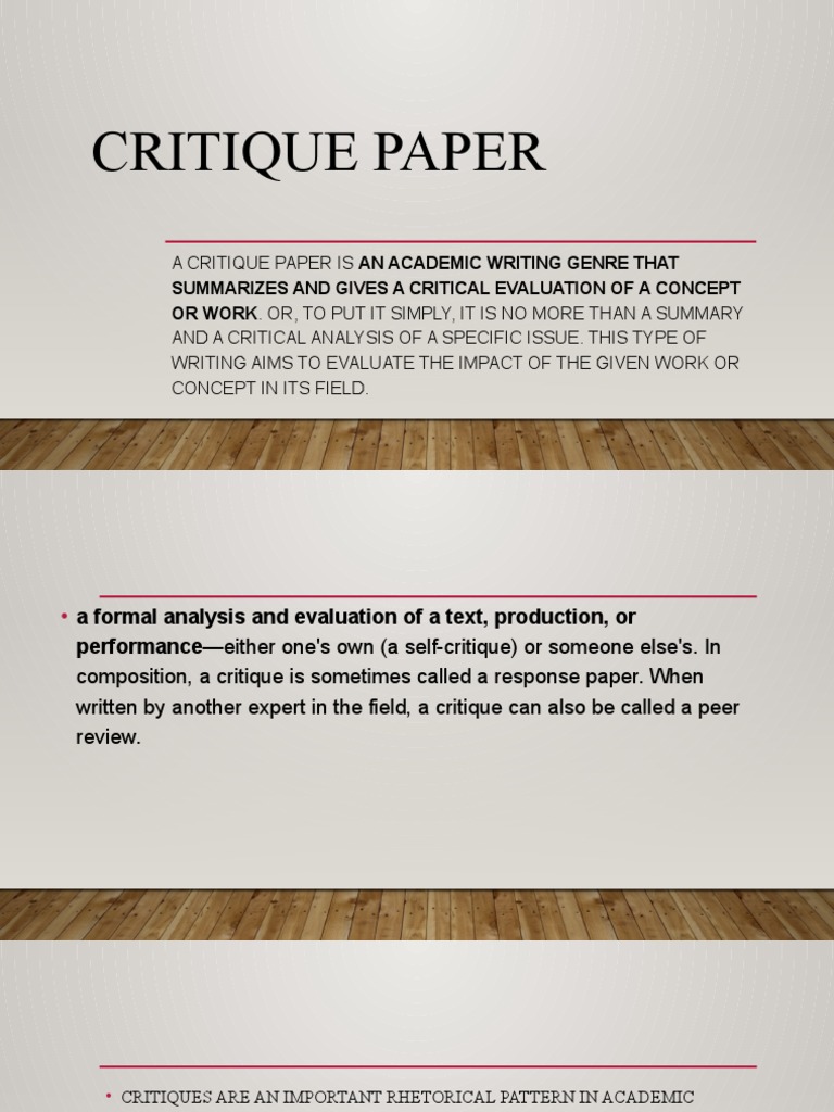 Critique Paper | PDF | Evaluation | Concept