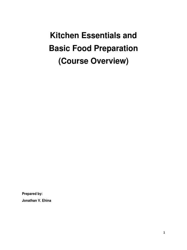 01 Kitchen Essentials and Basic Food Preparation Overview 1 | PDF ...