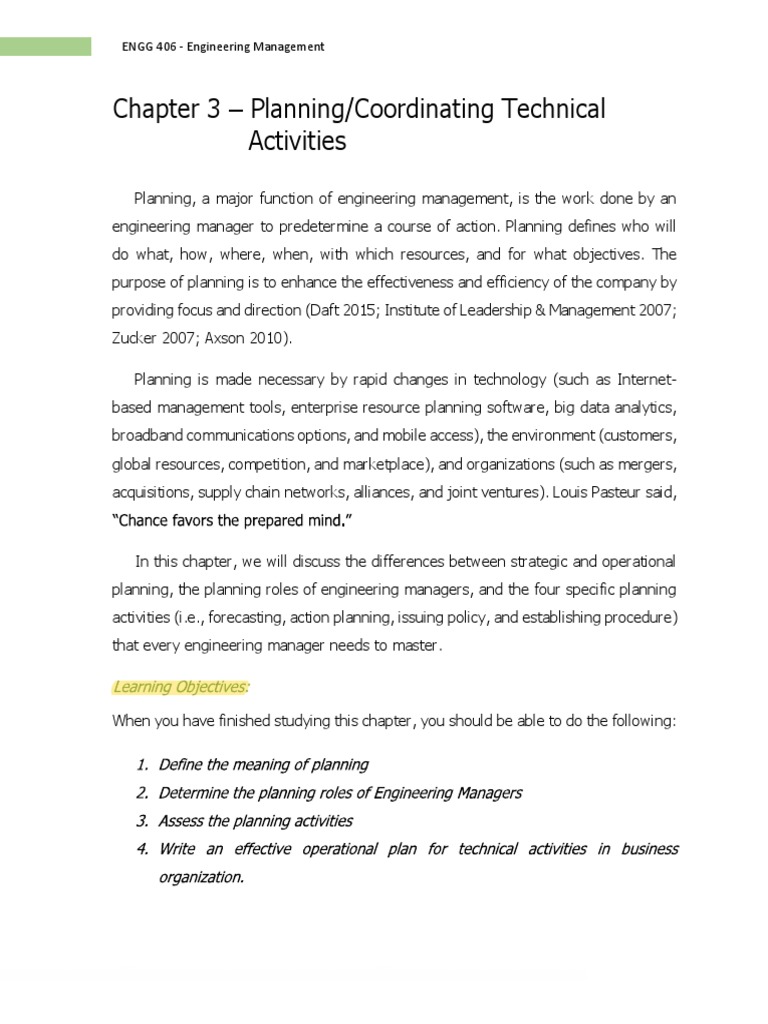 ENGG 406 - Module 3 - Planning or Coordinating Technical Activities ...